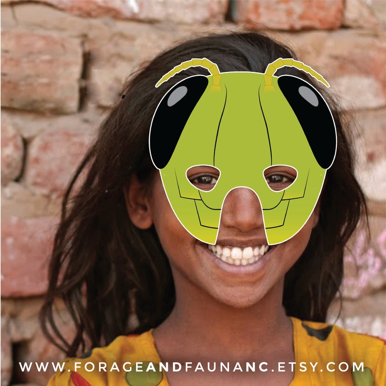 Grasshopper Printable Mask Printable Katydid Bug Mask Green | Etsy