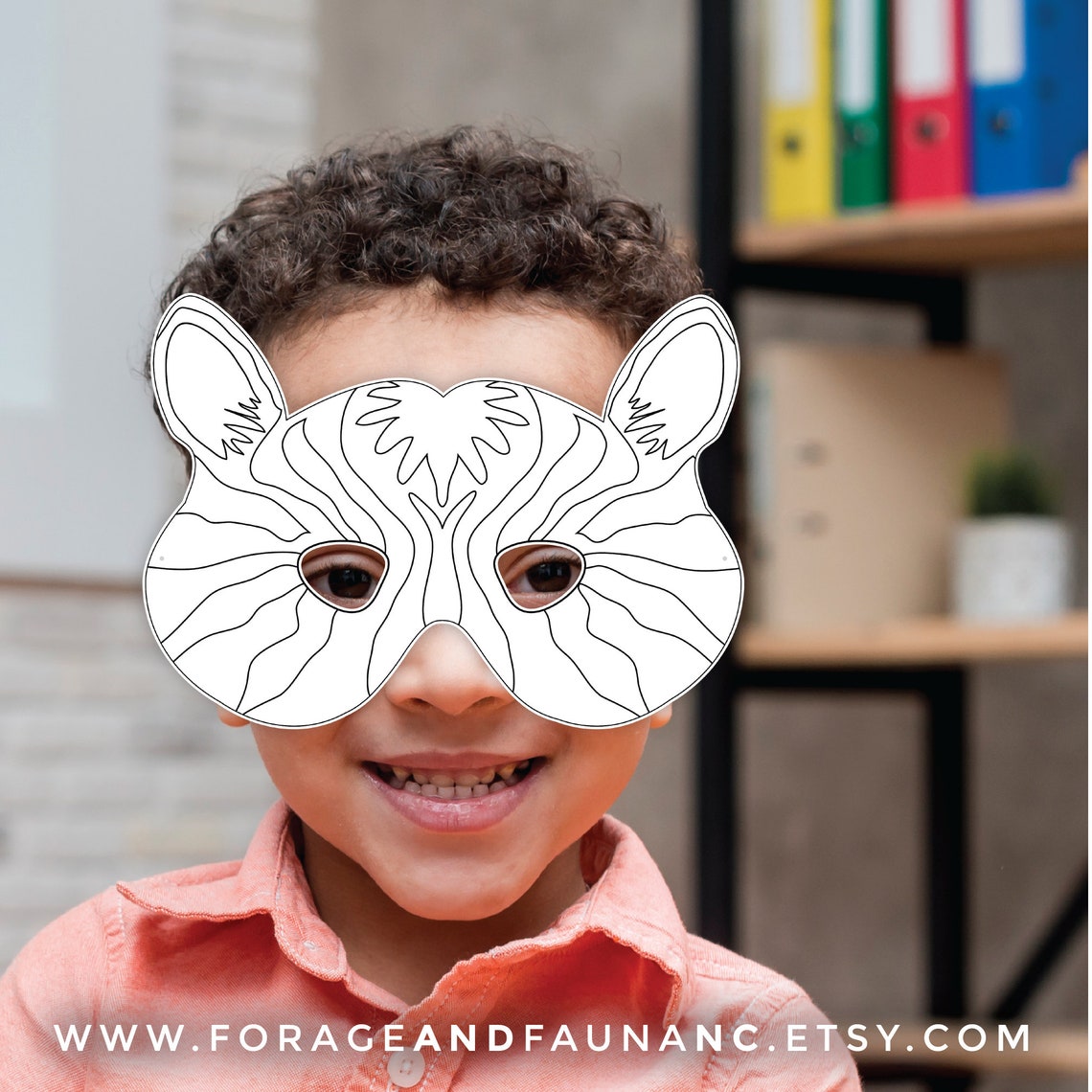 Zebra Mask Printable Coloring Book Page Photo Booth Props Halloween ...
