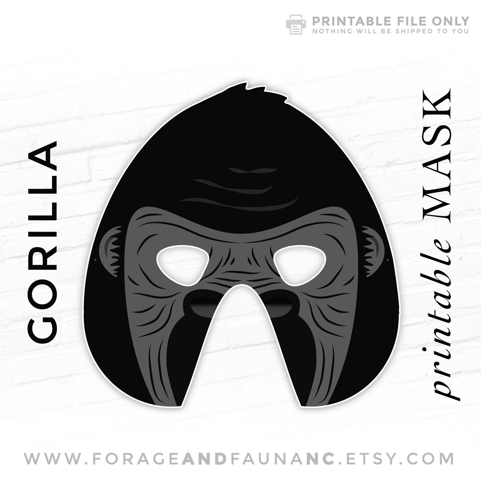 Gorilla Printable Mask | Primate Mask | King Kong | Donkey Kong - Etsy