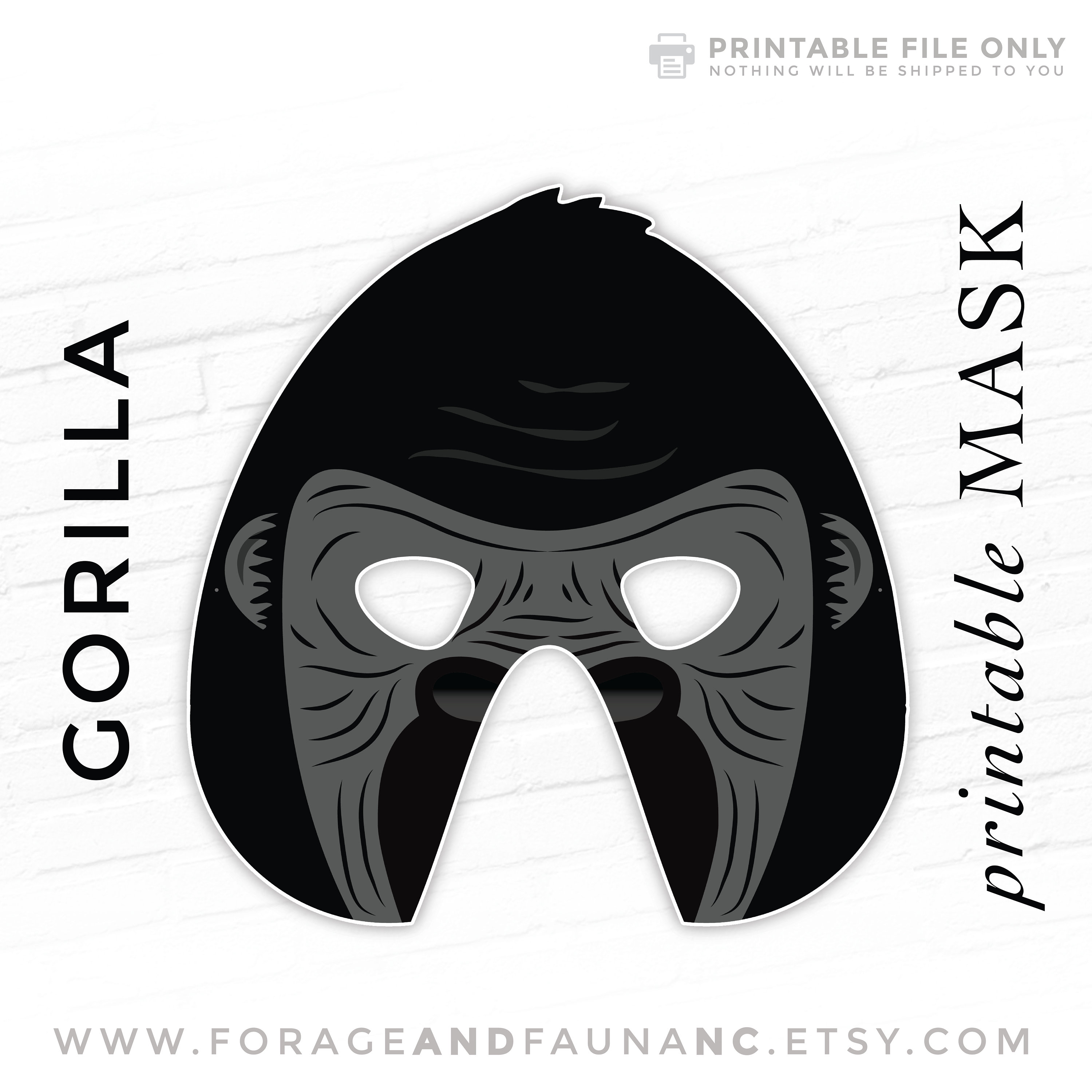Gorilla Printable Mask | Primate Mask | King Kong | Donkey Kong - Etsy