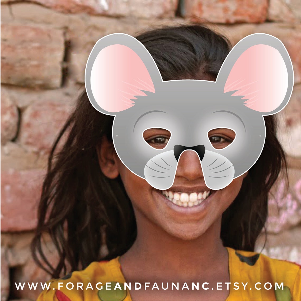 Mouse Printable Party Mask Gray Mouse Halloween Mask Party - Etsy