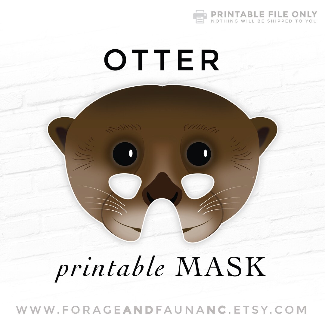 River Otter Sea Otter Printable Animal Mask Sea Mammals Cute Kids Mask ...