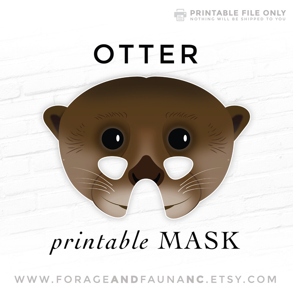 River Otter Sea Otter Printable Animal Mask Sea Mammals Cute Kids Mask ...