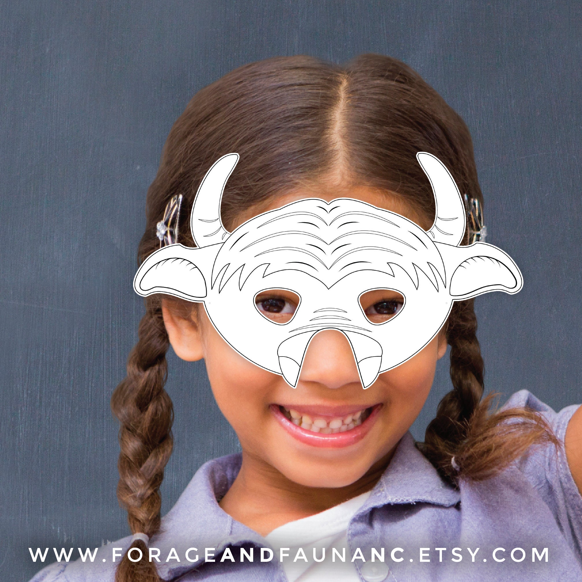 Buffalo Bison Mask Printable Coloring Book Page Animal Mask Birthday ...