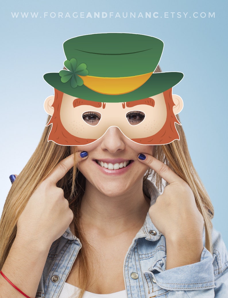 Leprechaun St Patty's Day Mask Printable Mask St Patricks - Etsy
