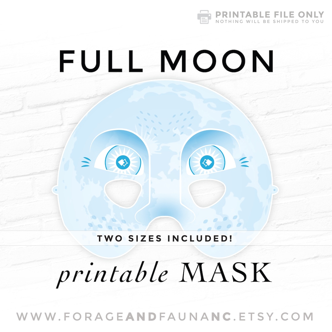 Full Moon Printable Halloween Mask Lunar Outer Space Celestial Photo ...