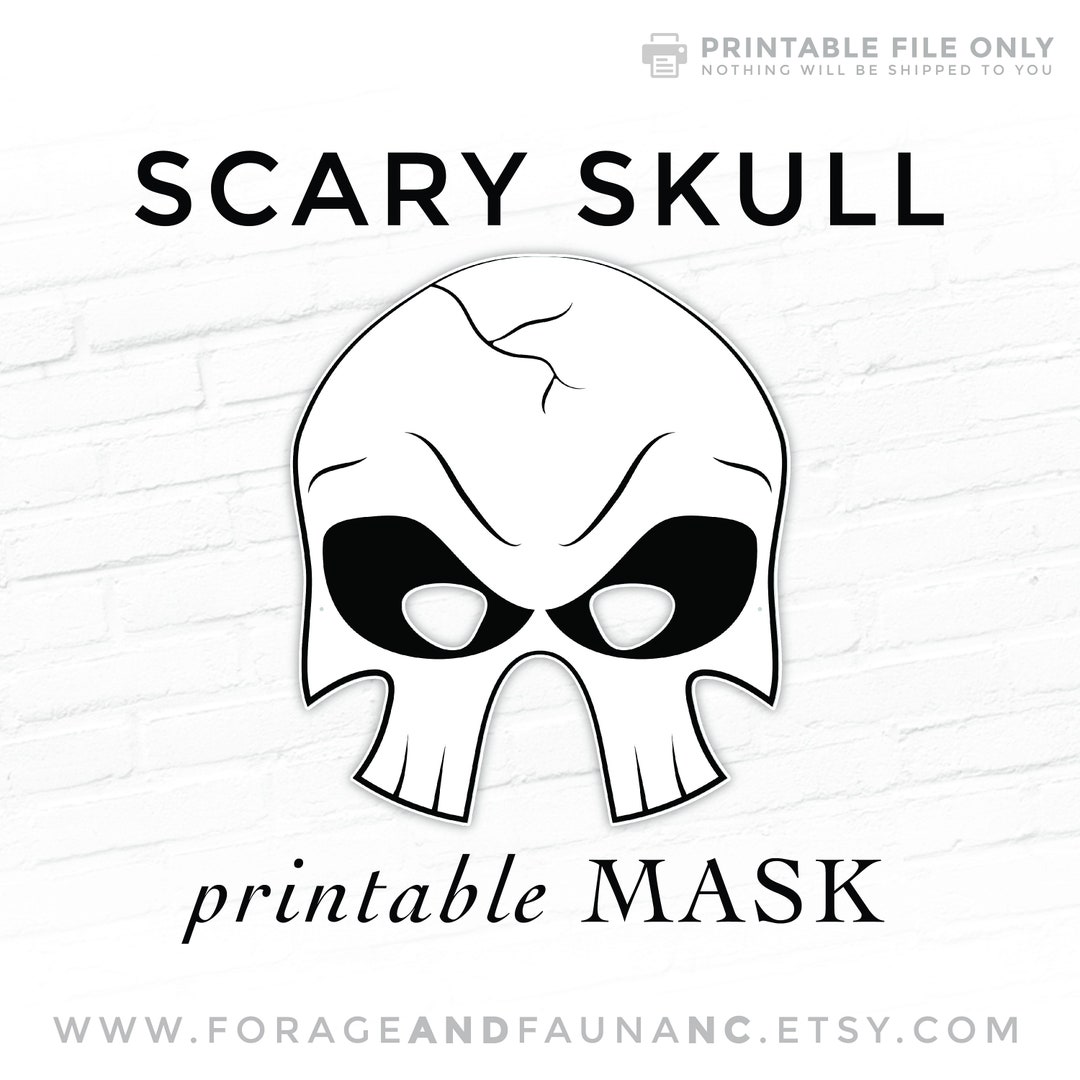 Halloween Mask, Printable Masks, Scary Skull Skeleton Mask, Party Mask ...