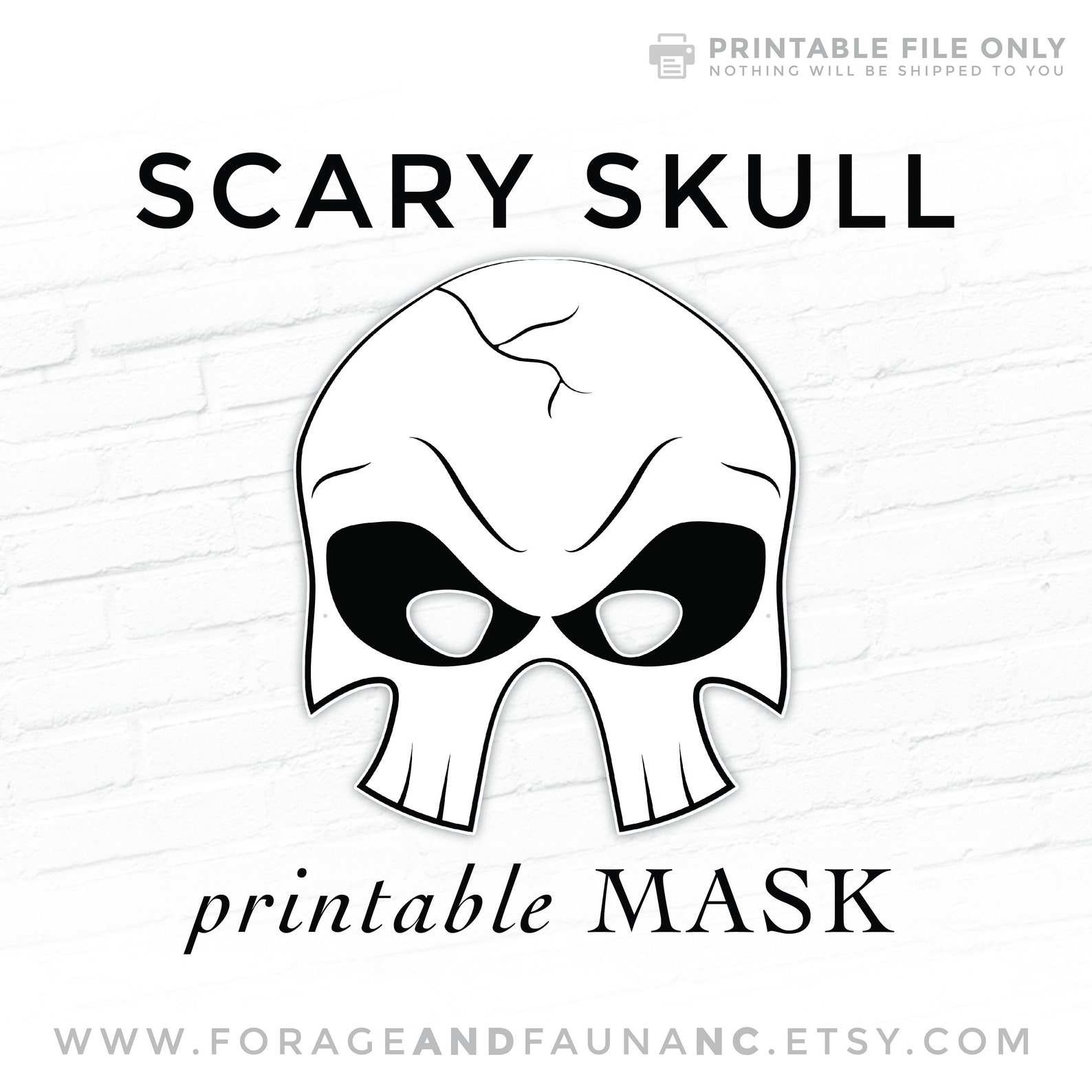 Halloween Mask, Printable Masks, Scary Skull Skeleton Mask, Party Mask ...