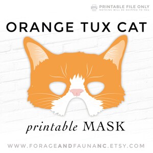 Orange Tuxedo Cat Printable Halloween Animal Party Mask Ginger Tux ...
