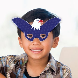 Patriotic 4th of July Red White & Blue Bald Eagle Mask Printable ...