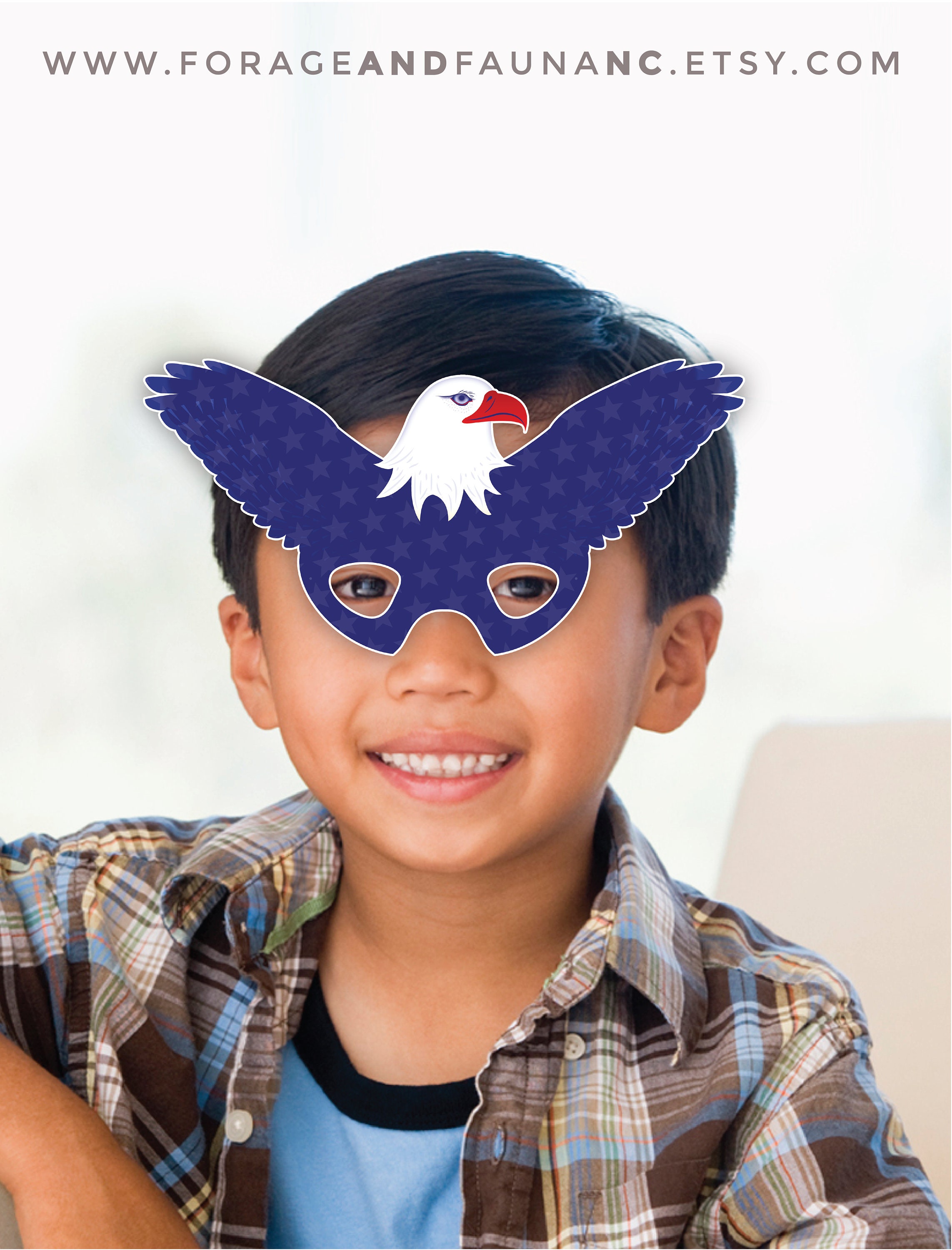 Patriotic 4th of July Red White & Blue Bald Eagle Mask Printable ...
