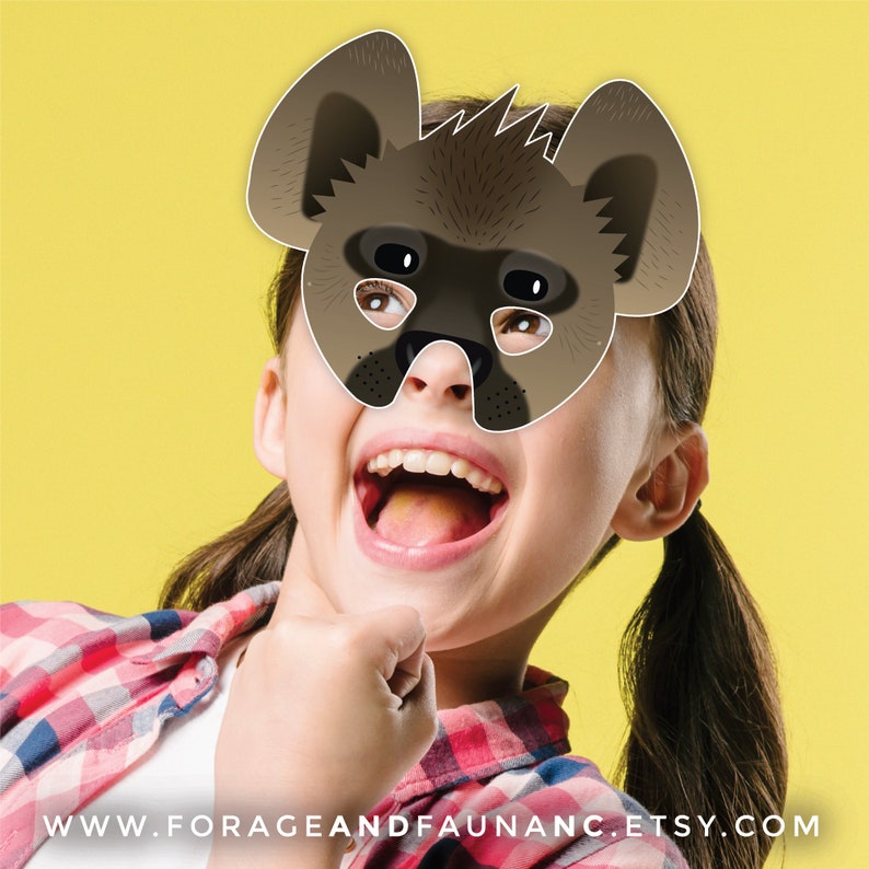 Hyena Costume Printable Mask Party Halloween Mask Printable Animal Mask ...