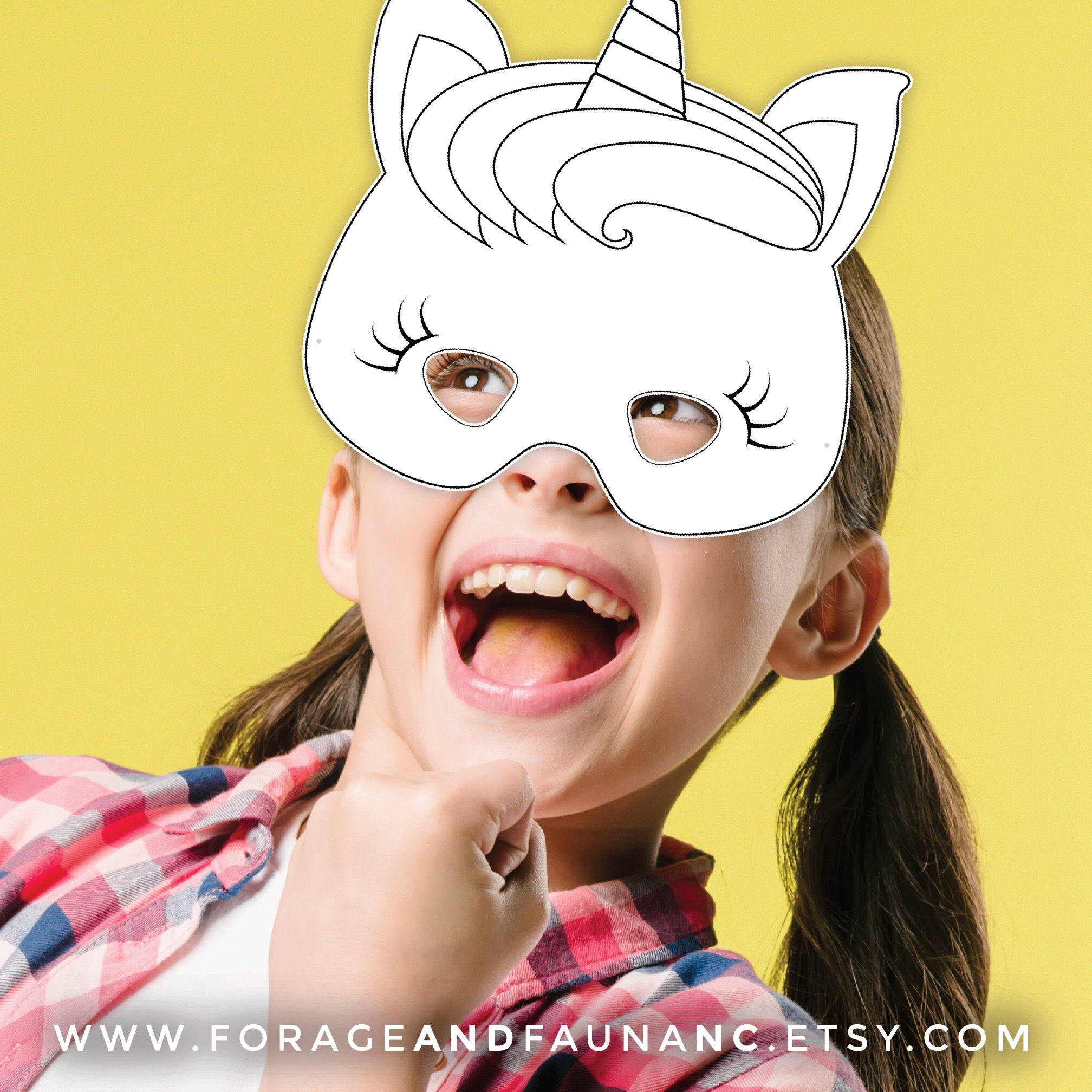 Unicorn Coloring Printable Mask Fun Activity Cosplay Mythical Animal ...