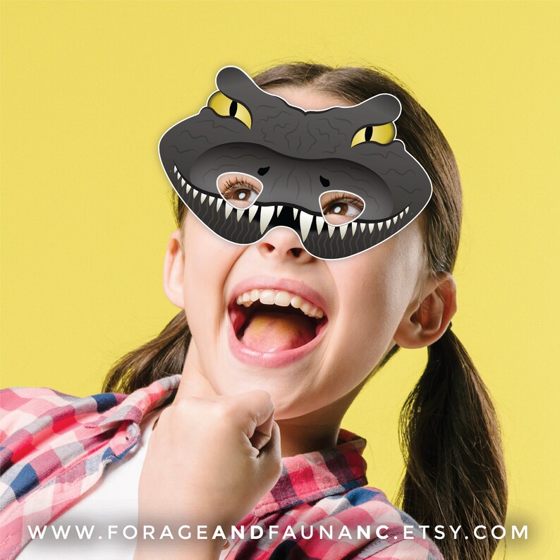 Alligator Printable Animal Mask Reptile Dinosaur Birthday Halloween ...