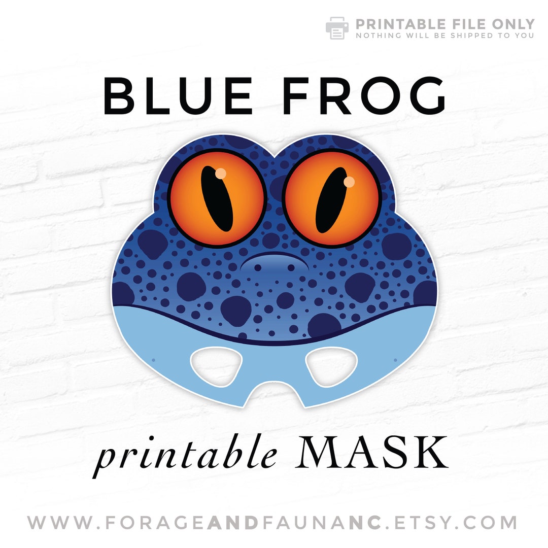 Halloween Mask, Printable Mask, Animal Mask, Blue Frog Mask, Frog ...