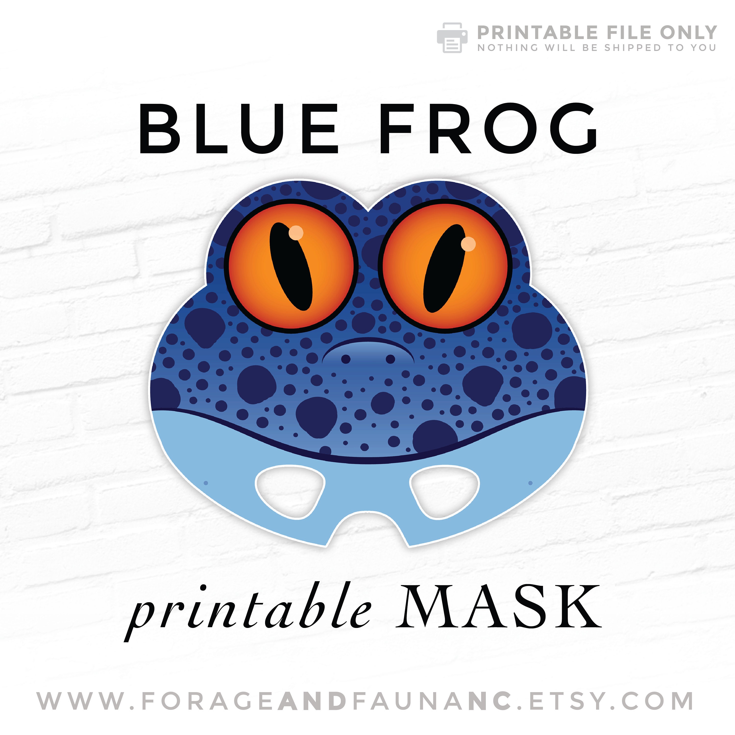 Halloween Mask, Printable Mask, Animal Mask, Blue Frog Mask, Frog ...
