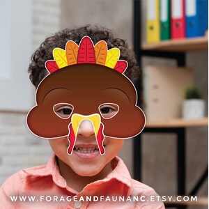 Turkey Printable Costume Face Mask Thanksgiving Printable Bird | Etsy