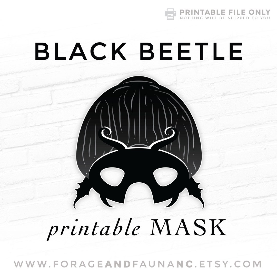 Scarab Mask Black Beetle Printable Insect Bug Costume Dung Beetle ...