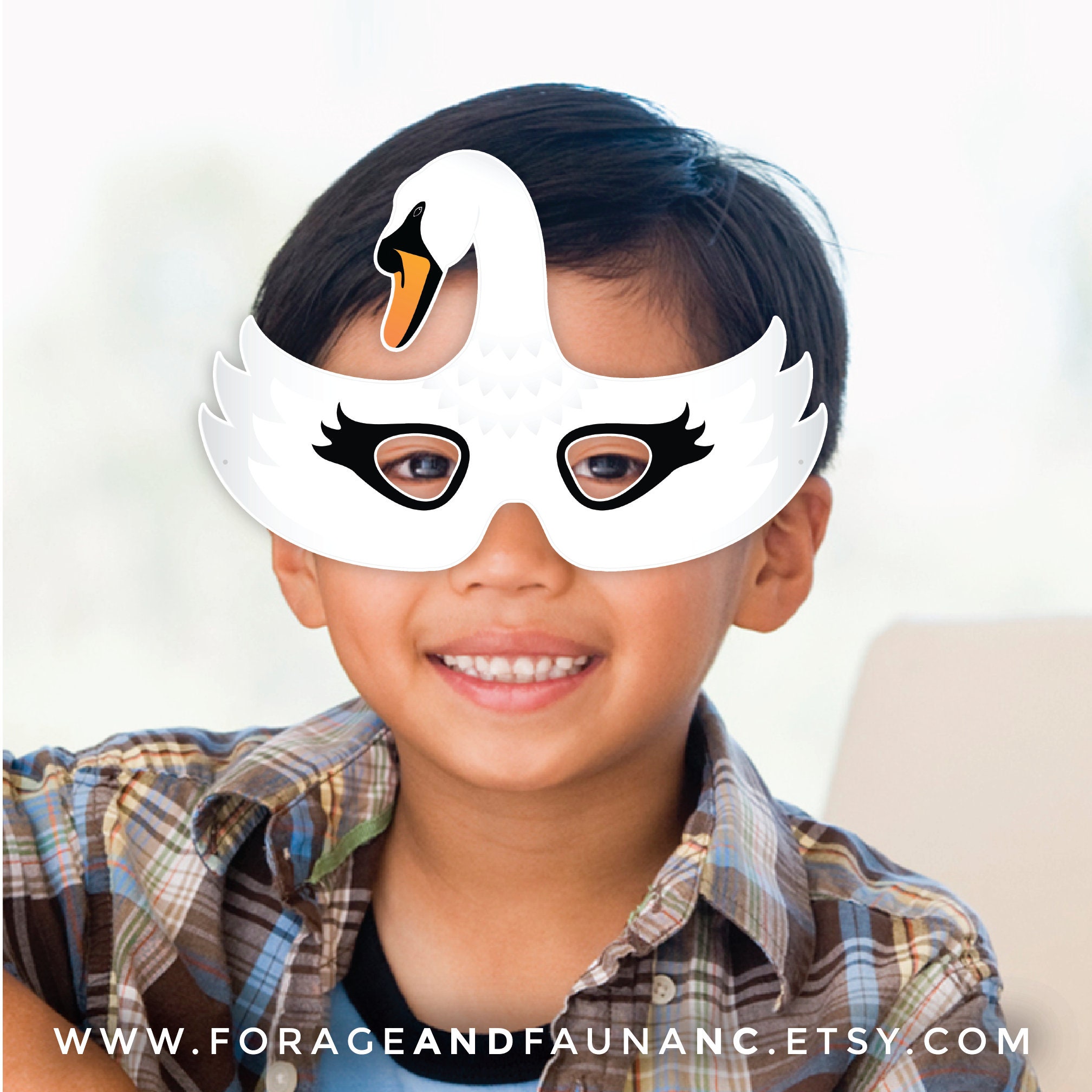 Buy Swan Printable Bird Mask White Goose Printable Halloween Party ...