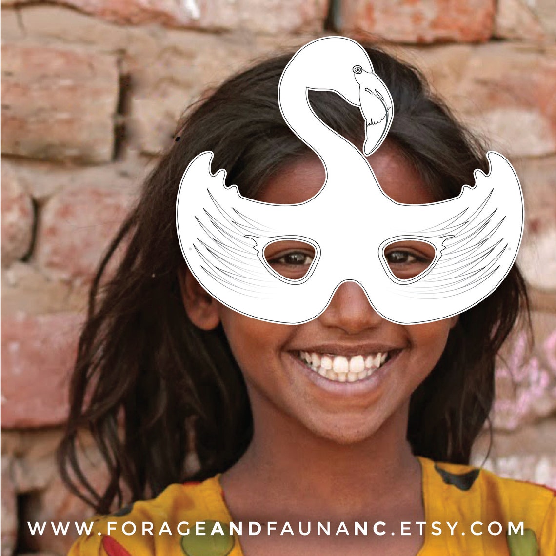 Coloring Book Flamingo Printable Tropical Bird Mask Animal - Etsy