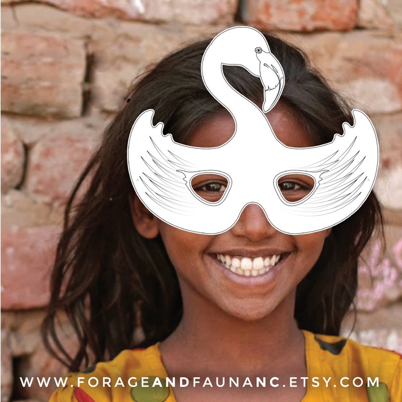 Coloring Book Flamingo Printable Tropical Bird Mask Animal Mask ...