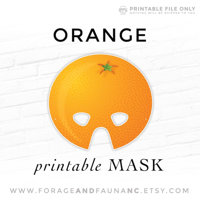 Orange Printable Party Mask | Citrus Fruit Mask | Inexpensive Play ...