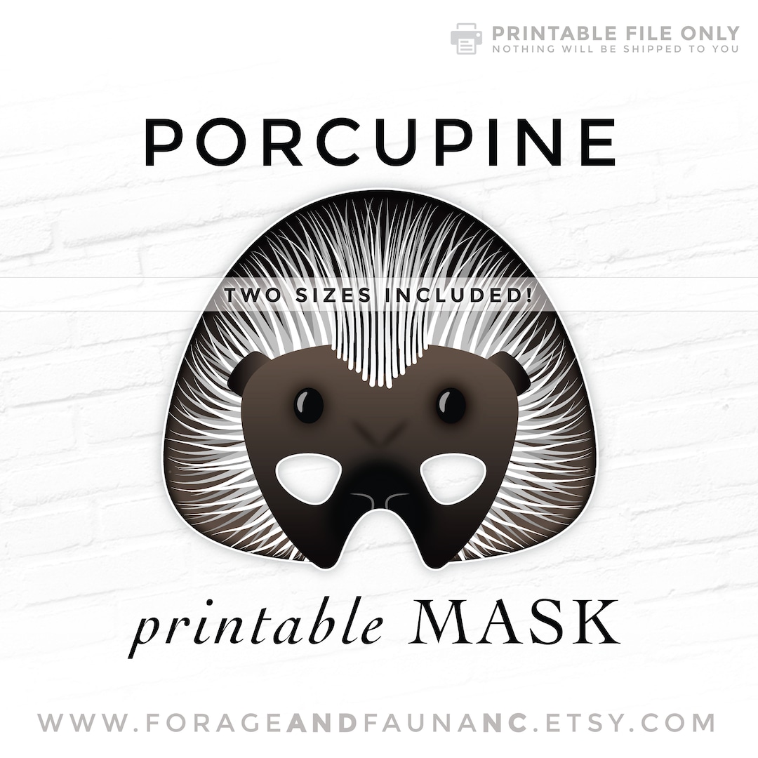 Porcupine Printable Animal Costume Mask Large Rodent Kids Children ...