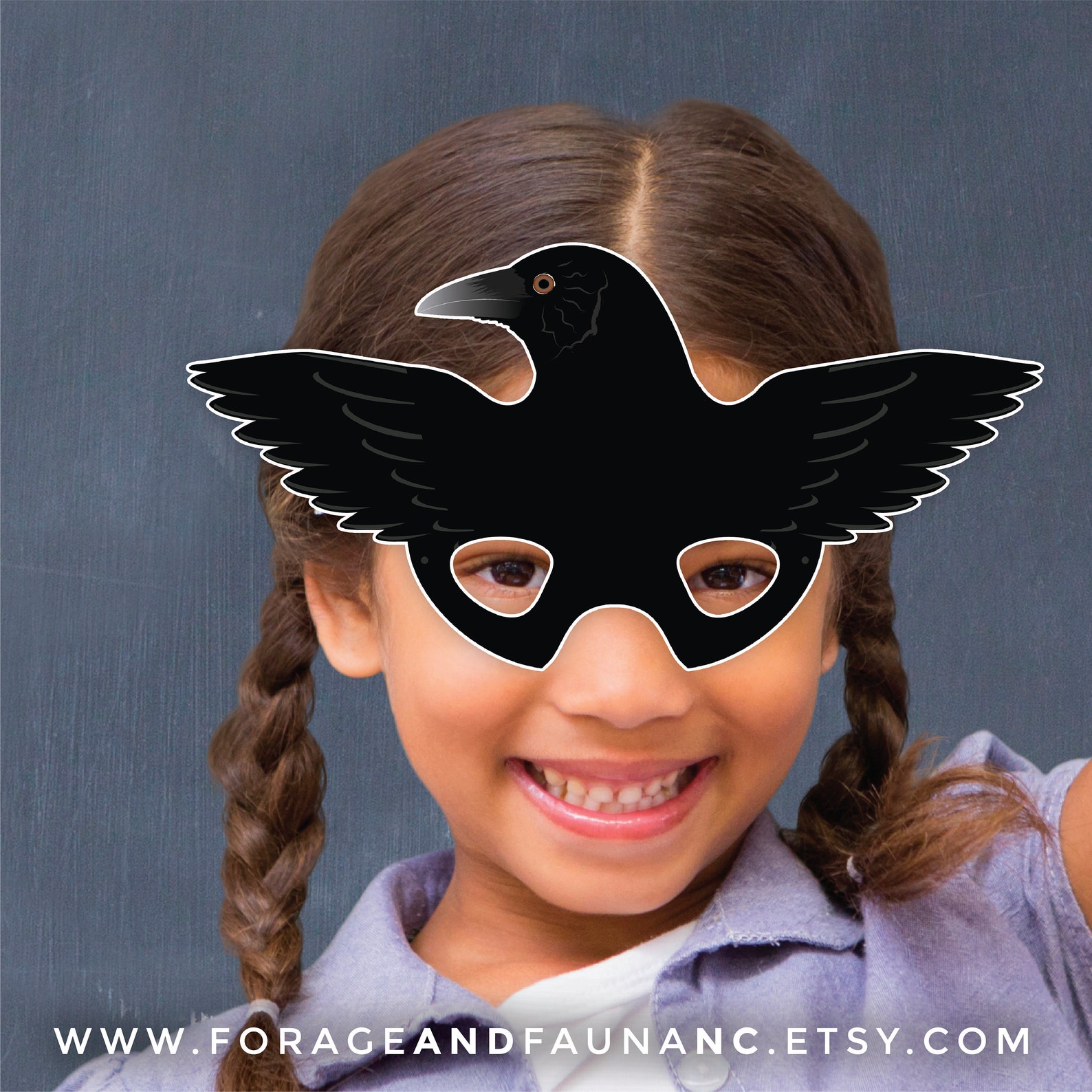 Crow Printable Mask Costume Blackbird Cowbird Raven Grackle Starling ...