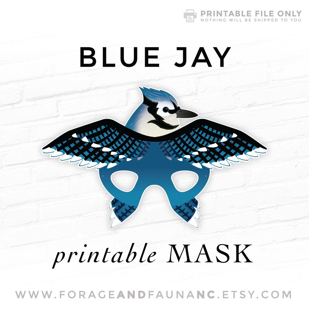 Blue Jay Printable Bird Mask Bluejay Costume Halloween Party Animal ...