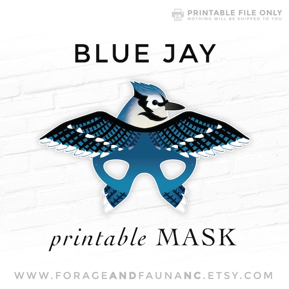 Blue Jay Printable Bird Mask Bluejay Costume Halloween Party | Etsy