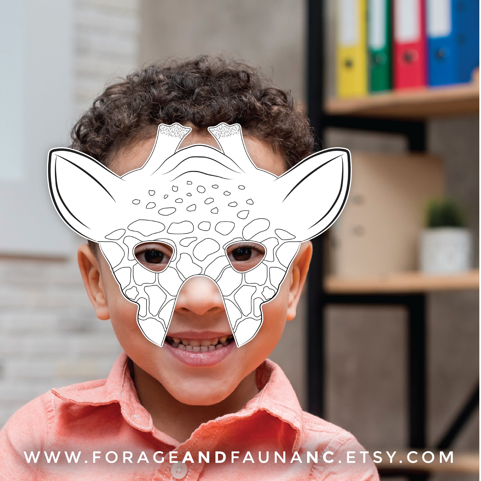 Giraffe Mask Printable Coloring Mask Fun Activity Page Animal - Etsy