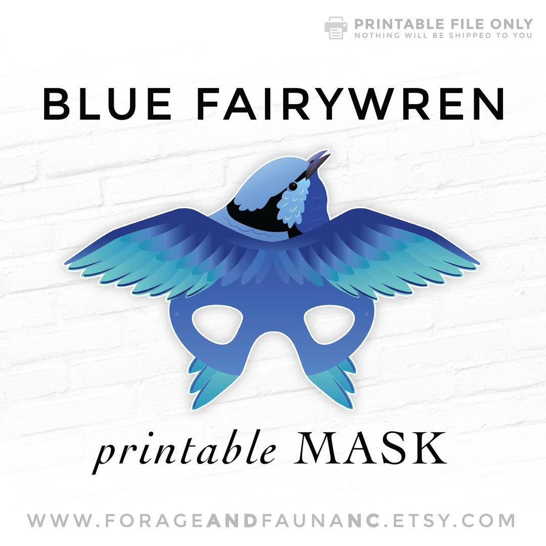 Splendid Fairywren Printable Mask Splendid Wren Blue Bird Mask - Etsy
