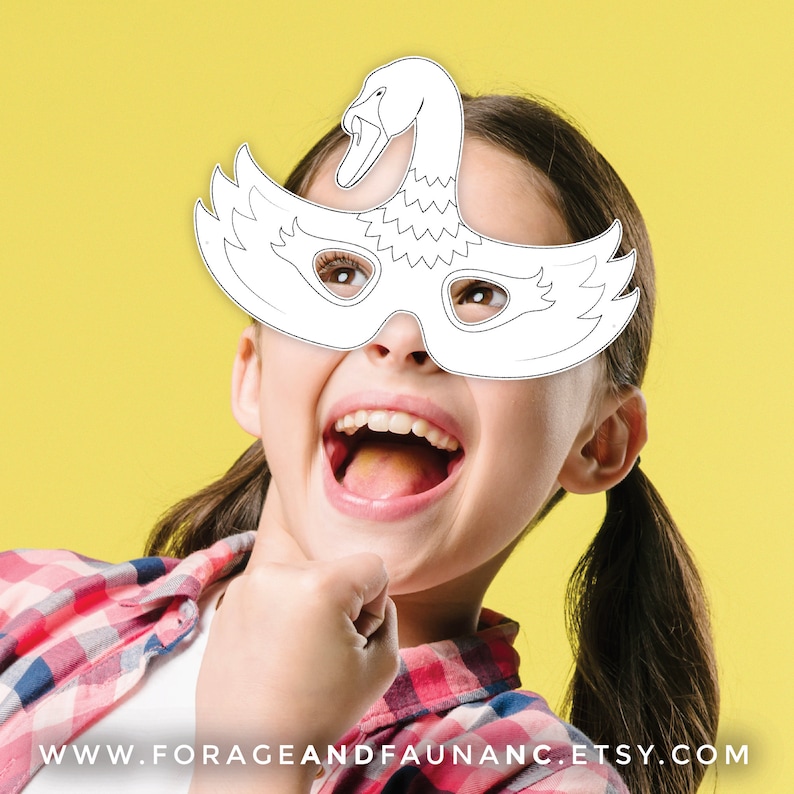 Printable Swan Coloring Activity Mask for Kids White Goose - Etsy