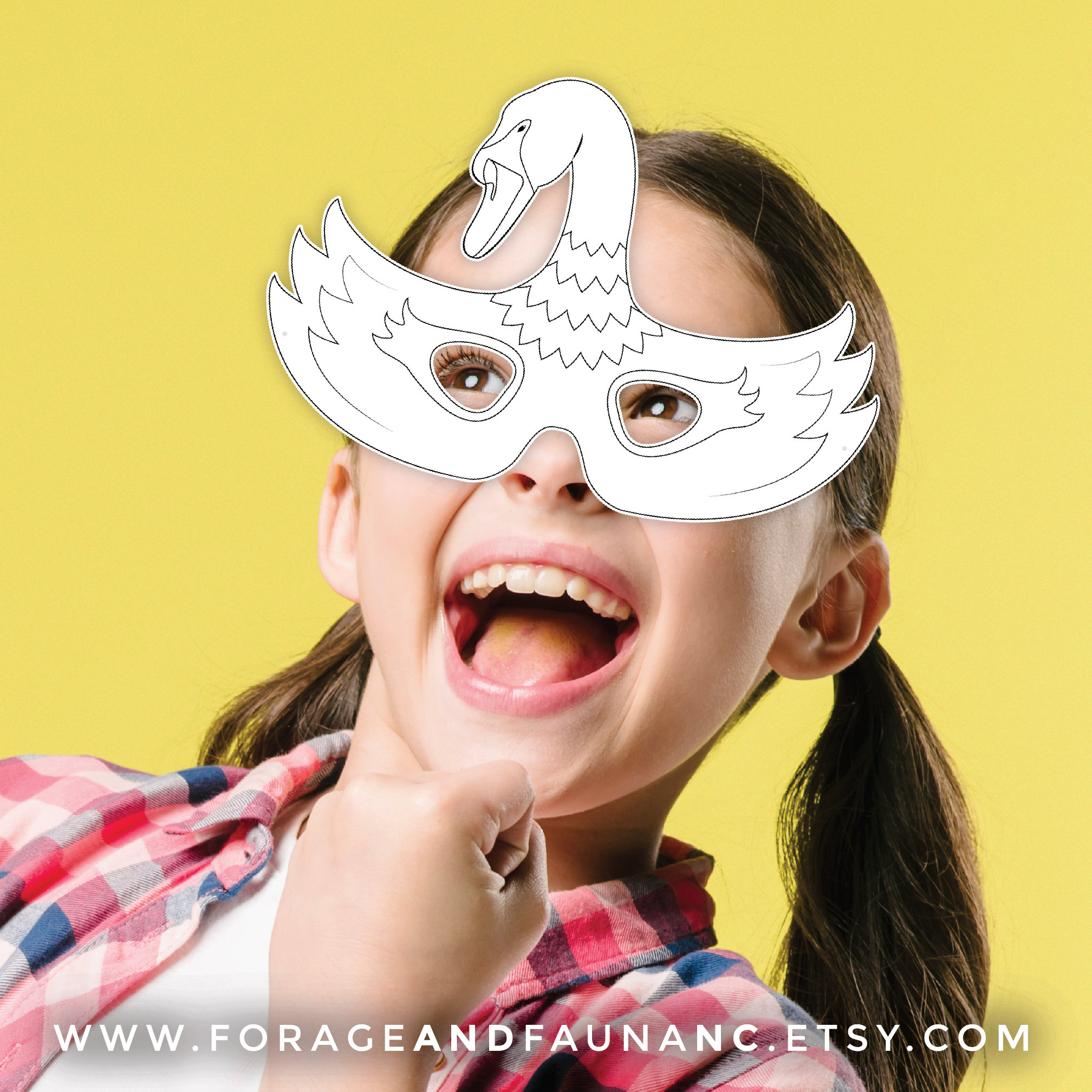Printable Swan Coloring Activity Mask for Kids White Goose - Etsy