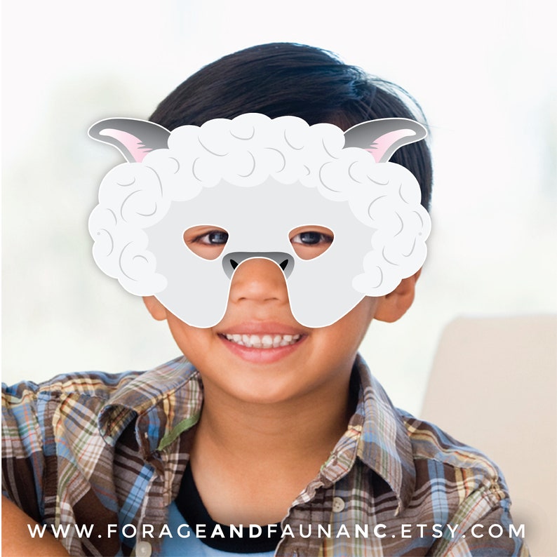 Printable White Sheep Mask Easter Mask Lamb Chop Lanolin Bo White Sheep ...