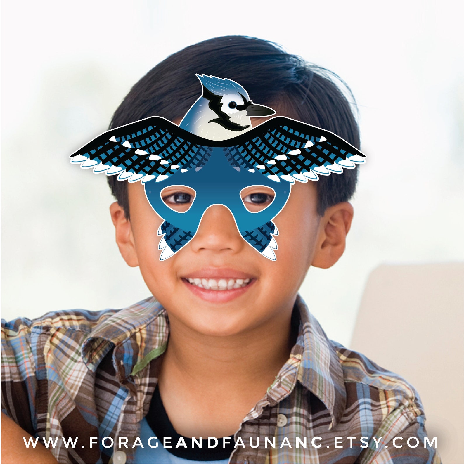Blue Jay Printable Bird Mask Bluejay Costume Halloween Party Animal ...