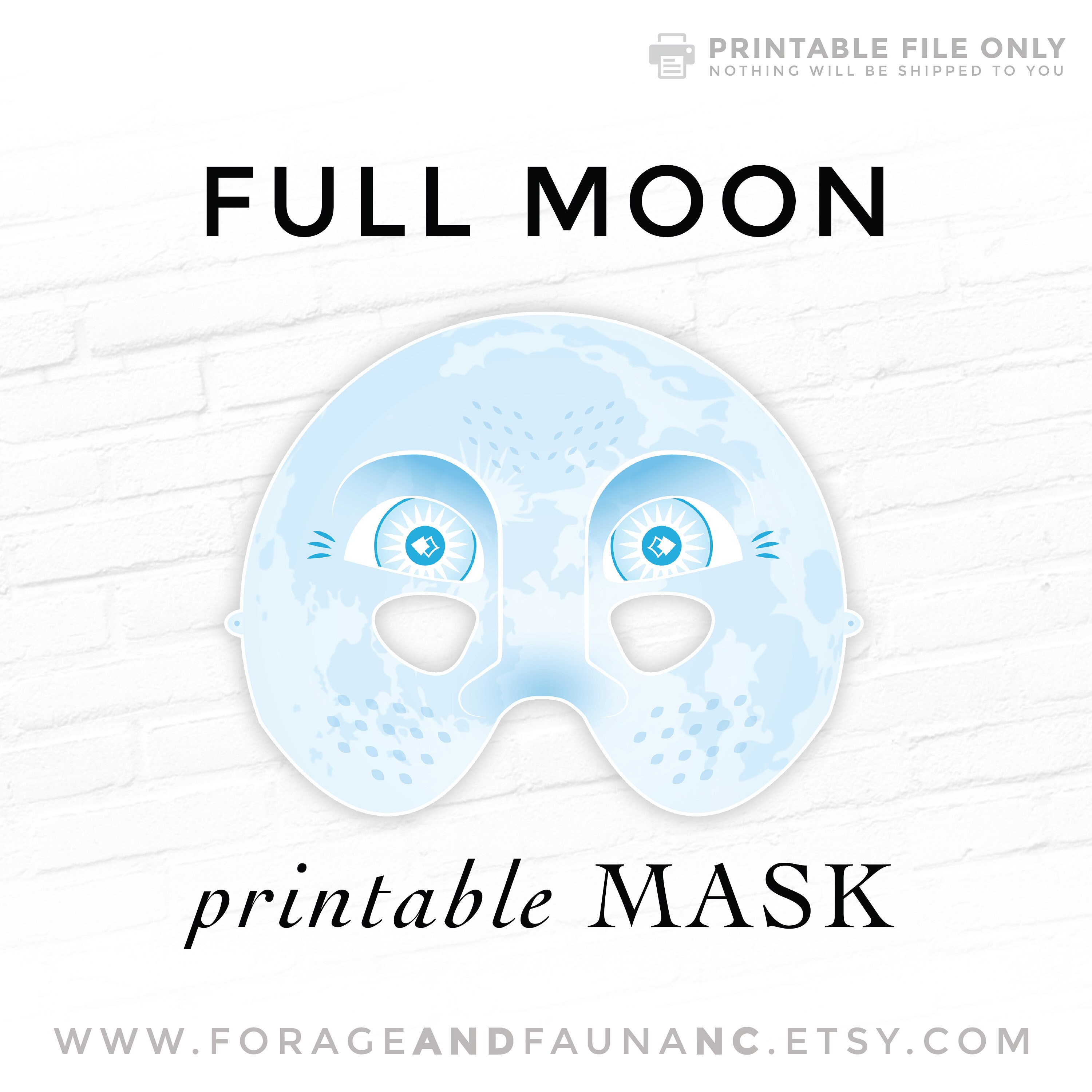 Full Moon Printable Halloween Mask Lunar Mask Outer Space Celestial ...