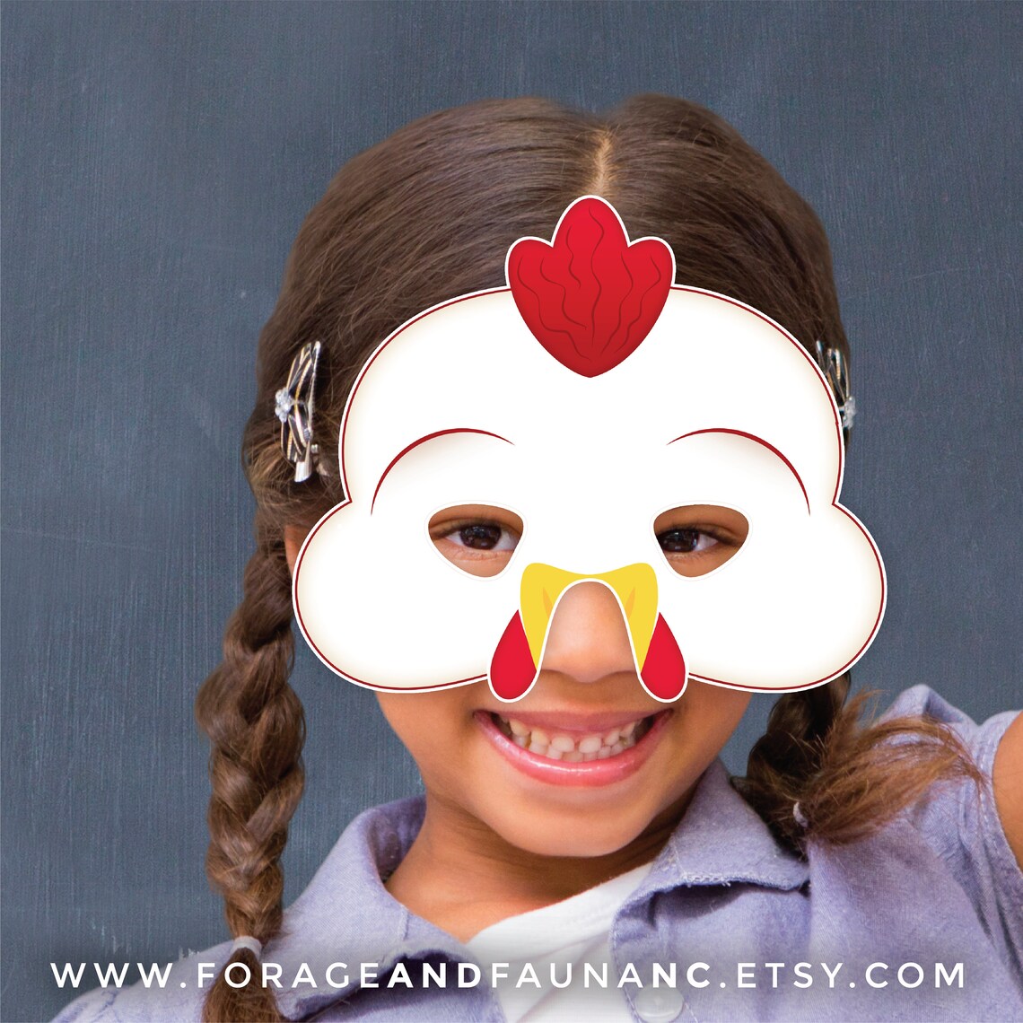 Chicken Rooster Printable Bird Mask White Chicken Cock | Etsy