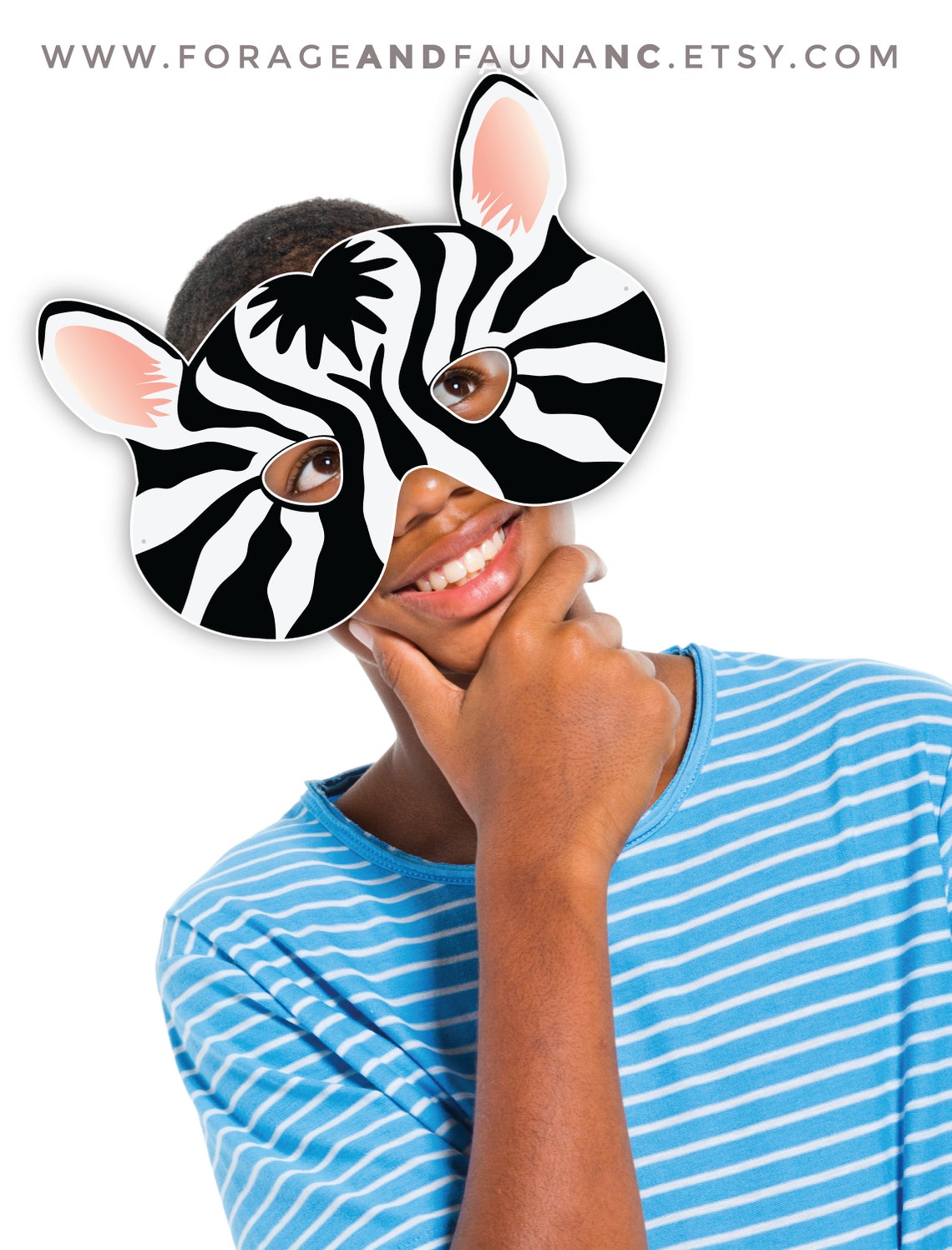 Zebra Printable Animal Mask Halloween Masks Party Mask Costume - Etsy