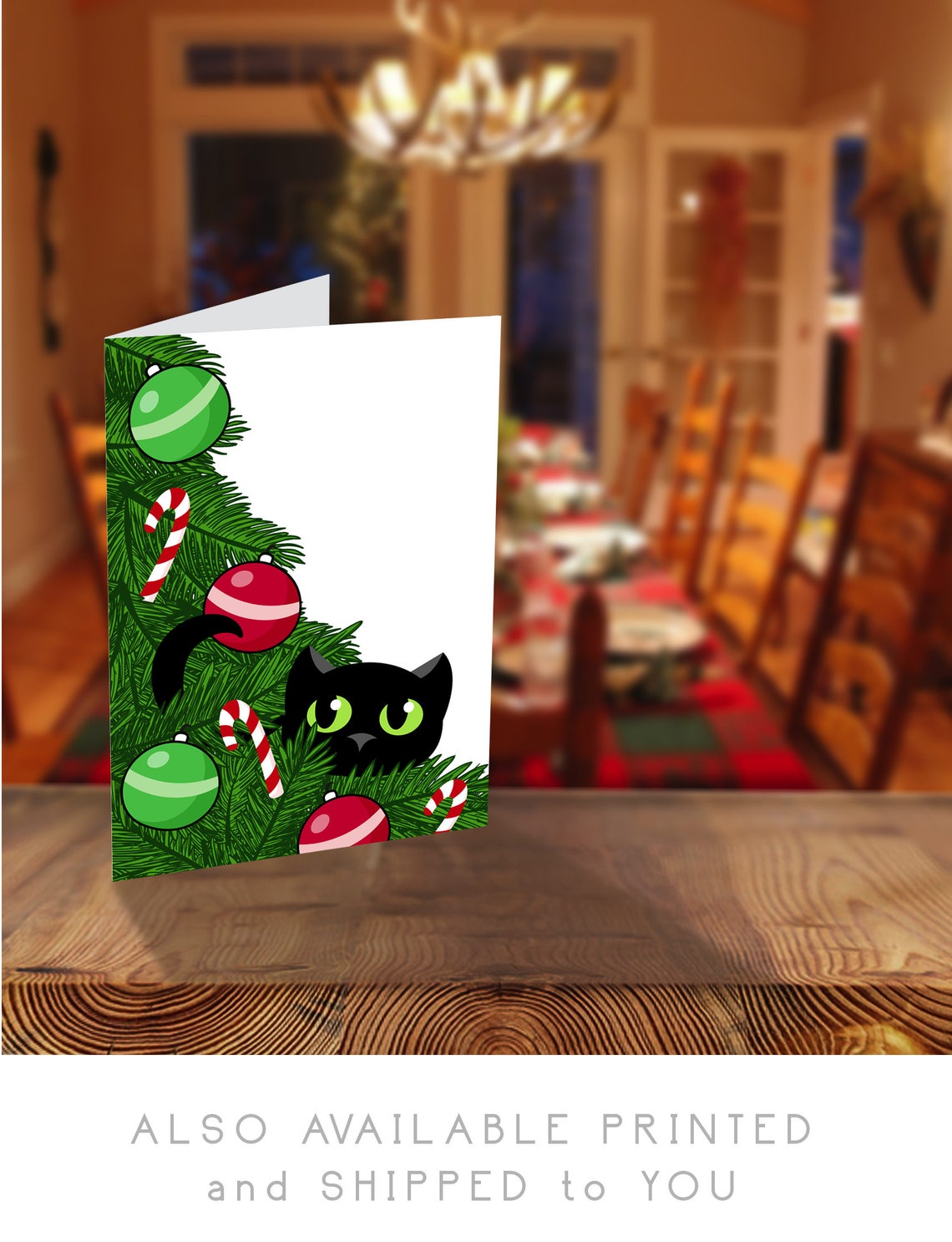 Printable Cat Card Cat Christmas Card Printable Christmas - Etsy