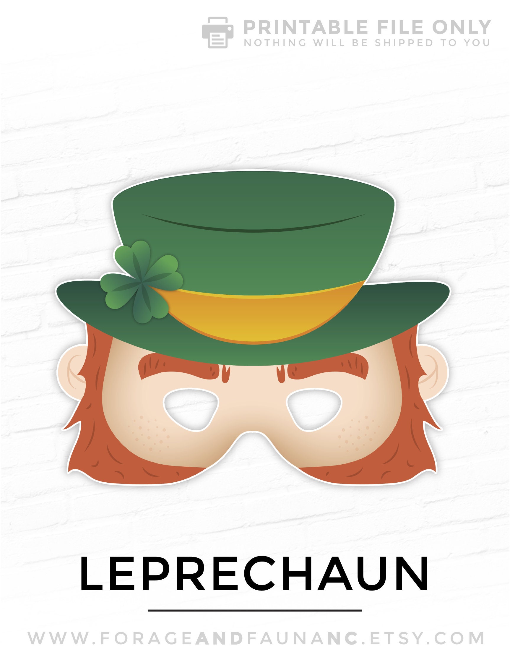 Leprechaun St Patty's Day Mask Printable Mask St Patricks Day Party ...