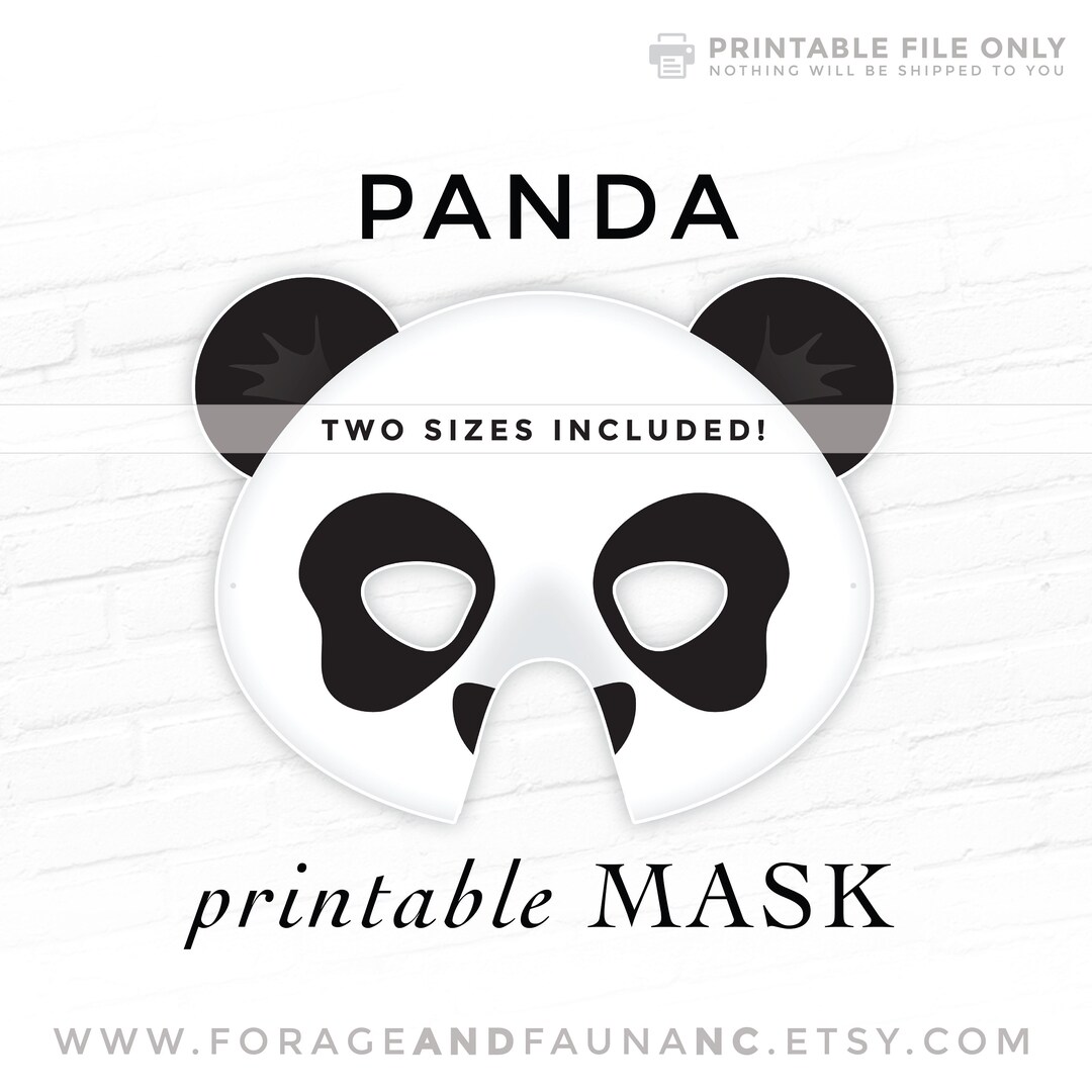 Panda Bear Printable Halloween Mask - 2 Sizes - Chinese Giant Panda ...