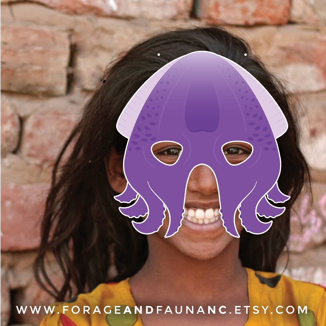Squid Mask Kraken Cephalopod Printable Sea Monster Animal Mask | Etsy
