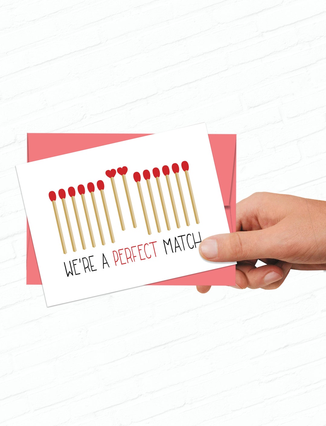 We're the Perfect Match Funny Printable Valentine Geeky Valentines Card ...