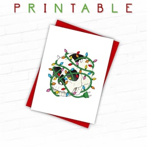 Printable Christmas Cards, Skull Christmas Card, Skeleton Card, Hand ...