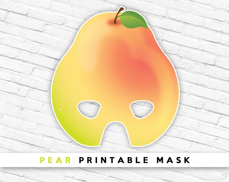 Pear Printable Party Mask Fruit Mask Inexpensive Play - Etsy