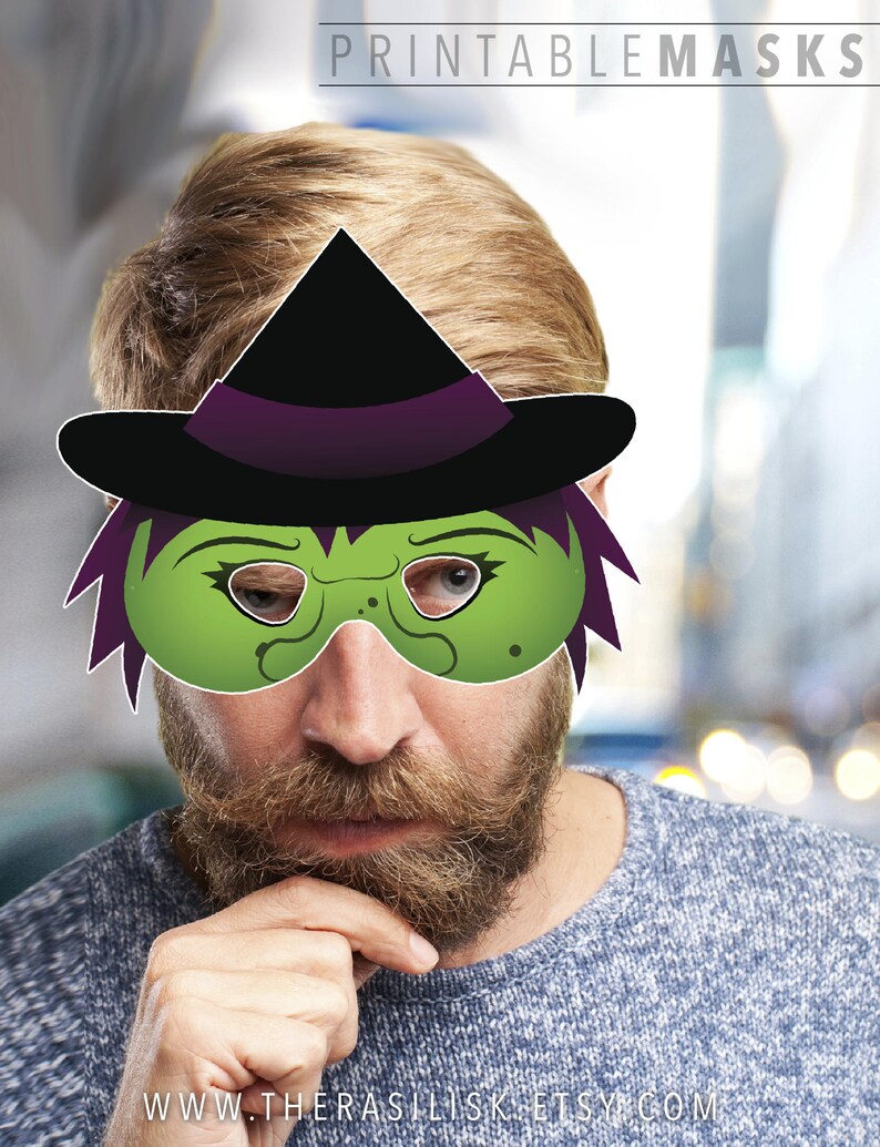 Witch Printable Halloween Face Mask DIY Costume Witch Wicked | Etsy