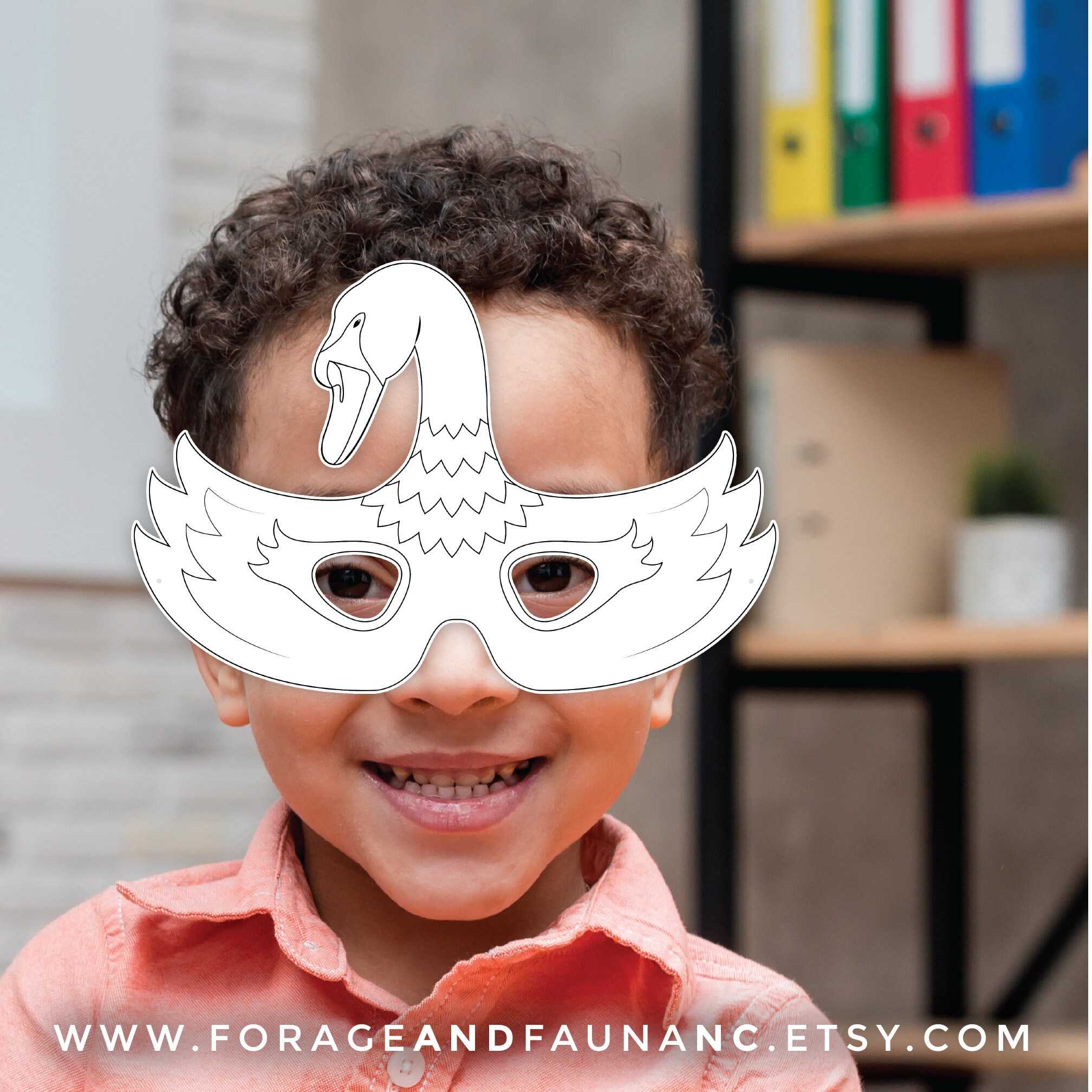 Printable Swan Coloring Activity Mask for Kids White Goose Printable ...