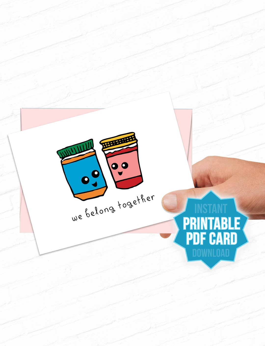 Printable Valentines Day Card, Illustrated Greeting Card, Peanut Butter ...
