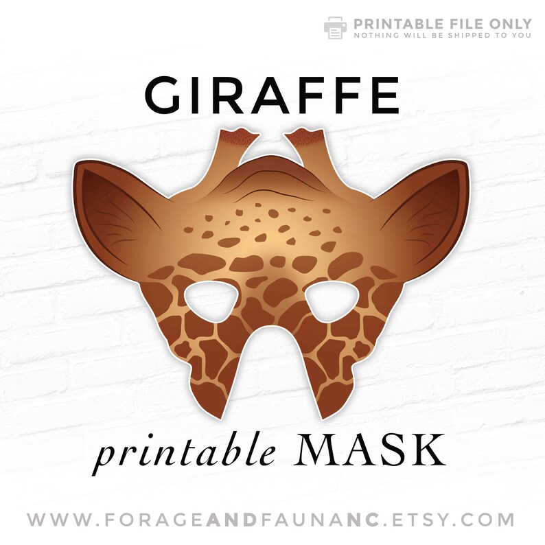 Giraffe Printable Mask, Halloween Mask, Printable Animal Mask, Giraffe ...